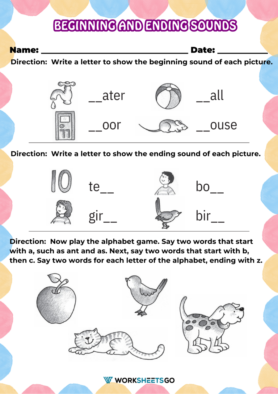 Beginning And Ending Sounds Worksheets WorksheetsGO Beginning And Ending Sounds Worksheets WorksheetsGO
