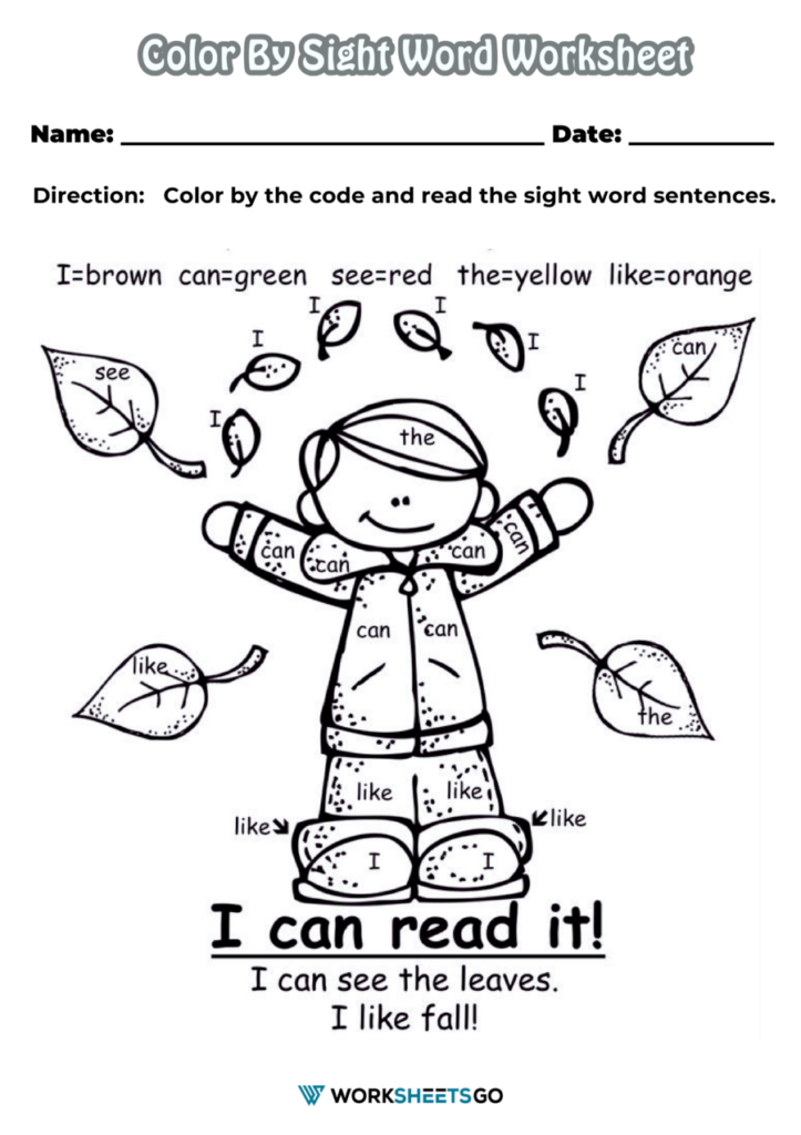 Color By Sight Word Worksheets | WorksheetsGO