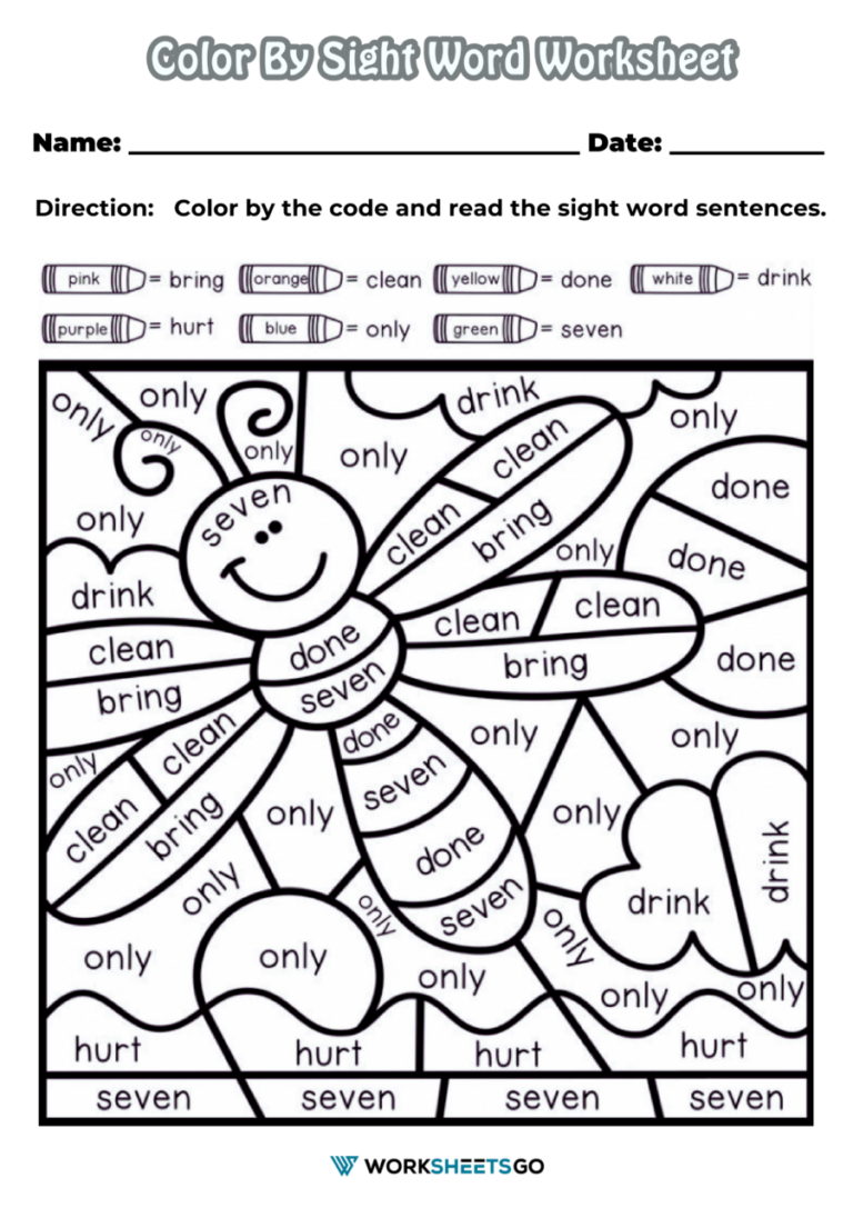 Color By Sight Word Worksheets | WorksheetsGO