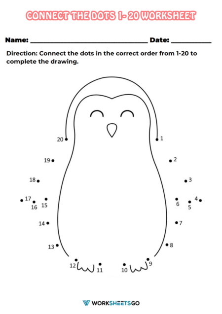 Connect The Dots 1-20 Worksheets | WorksheetsGO