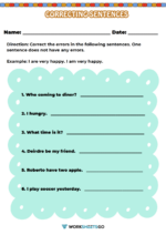 Correcting Sentences Worksheets | WorksheetsGO