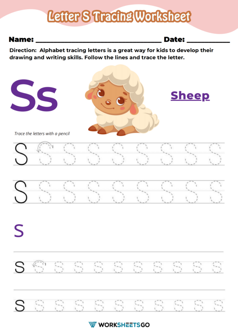 Letter S Tracing Worksheets | WorksheetsGO