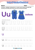 Letter U Tracing Worksheets | WorksheetsGO