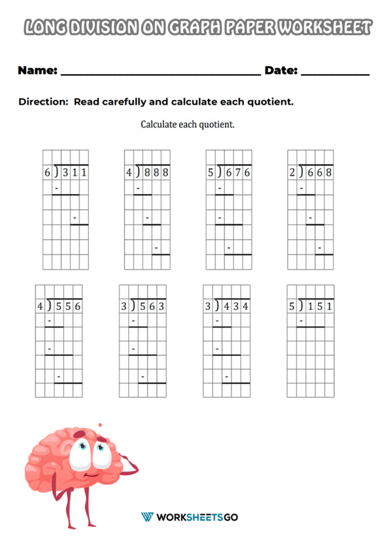Long Division On Graph Paper Worksheets | WorksheetsGO