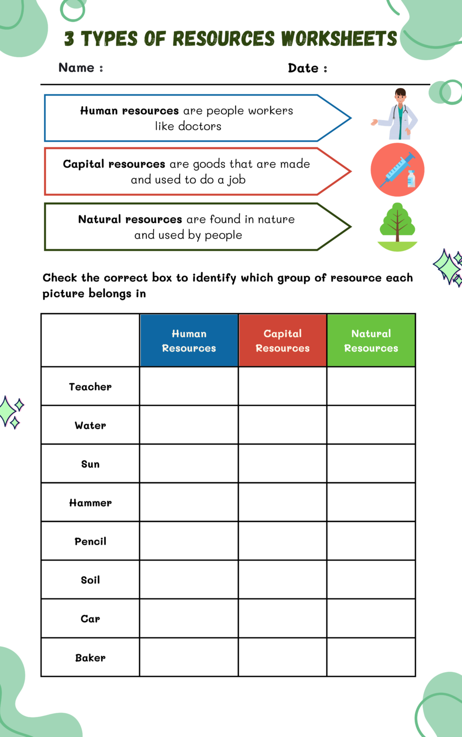 3 Types Of Resources Worksheets | WorksheetsGO 3 Types Of Resources Worksheets | WorksheetsGO