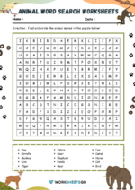 Animal Word Search Worksheets | WorksheetsGO