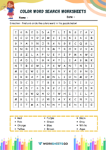 Colors Word Search Worksheets | WorksheetsGO