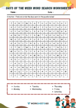 Days of the Week Word Search Worksheets | WorksheetsGO