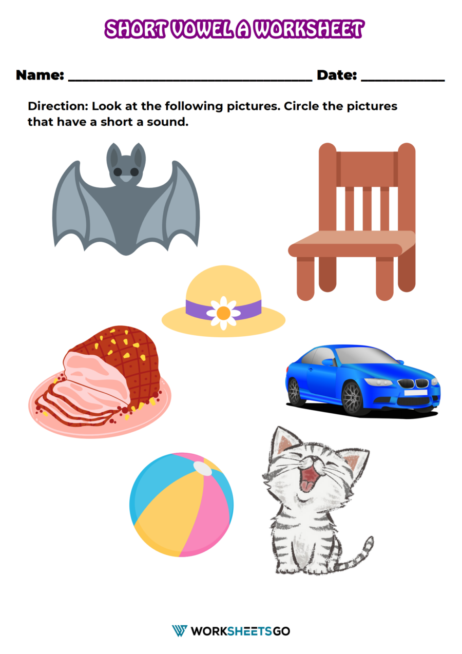 Vowel Worksheet For Kindergarten