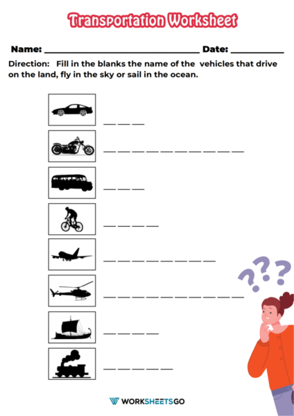 Transportation Worksheets | WorksheetsGO