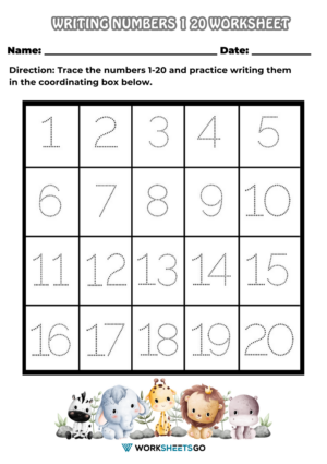 Writing Numbers 1 20 Worksheets | WorksheetsGO