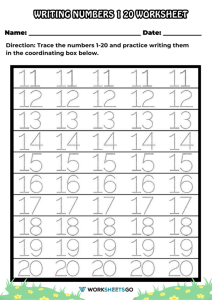 Writing Numbers 1 20 Worksheets | WorksheetsGO
