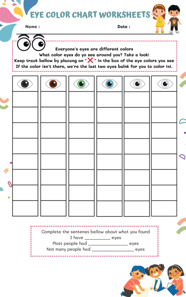 Eye Color Chart Worksheets | WorksheetsGO