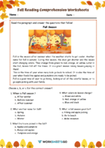 Fall Reading Comprehension Worksheets | WorksheetsGO