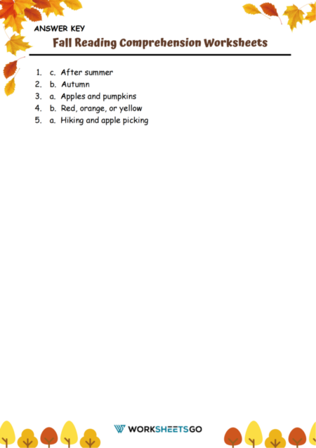 Fall Reading Comprehension Worksheets | WorksheetsGO