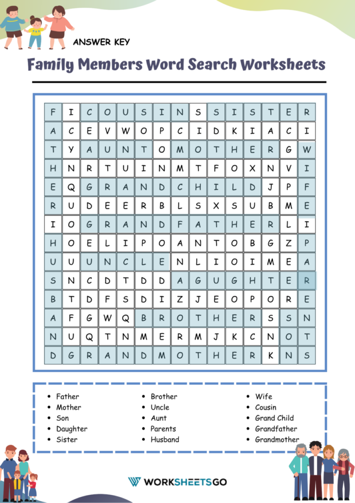 Family Members Word Search Worksheets | WorksheetsGO