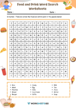 Food and Drink Word Search Worksheets | WorksheetsGO