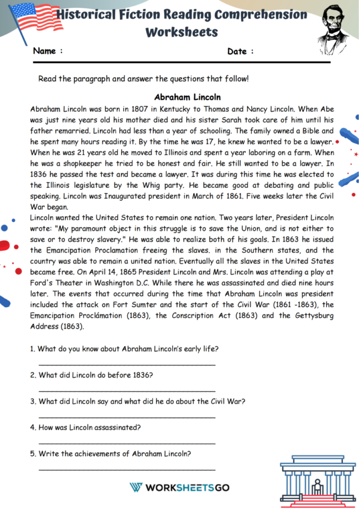 Historical Fiction Reading Comprehension Worksheets | WorksheetsGO