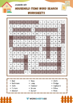 Household Items Word Search Worksheets | WorksheetsGO