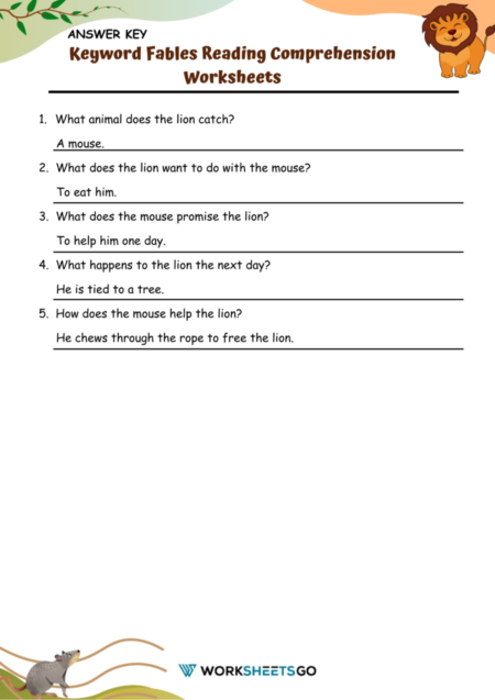 Fables Reading Comprehension Worksheets | WorksheetsGO