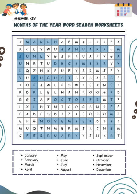 Months of the Year Word Search Worksheets | WorksheetsGO