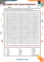 Numbers Word Search Worksheets | WorksheetsGO