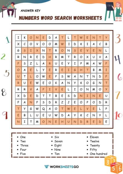 Numbers Word Search Worksheets | WorksheetsGO