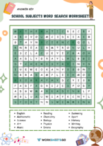 School Subjects Word Search Worksheets | WorksheetsGO