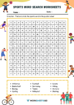 Sports Word Search Worksheets | WorksheetsGO