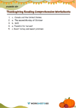 Thanksgiving Reading Comprehension Worksheets | WorksheetsGO