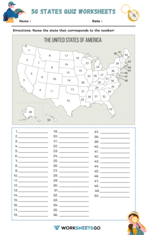50 States Quiz Worksheets | WorksheetsGO