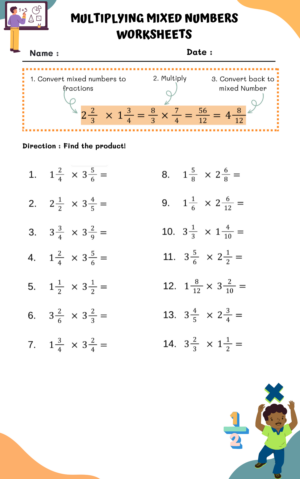 Multiplying Mixed Numbers Worksheets | WorksheetsGO