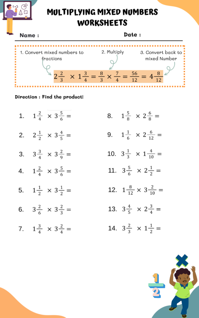Multiplying Mixed Numbers Worksheets | WorksheetsGO Multiplying Mixed Numbers Worksheets | WorksheetsGO