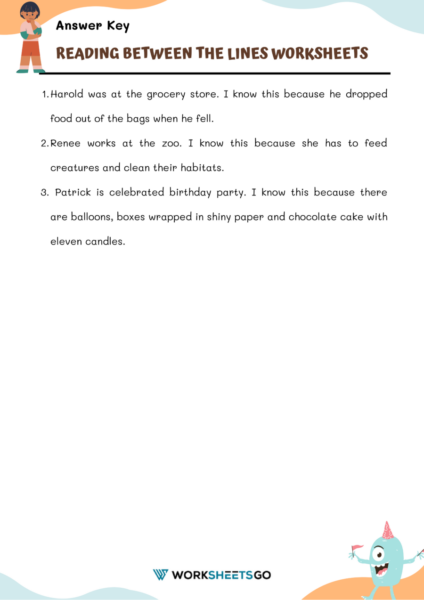 Reading Between The Lines Worksheets | WorksheetsGO