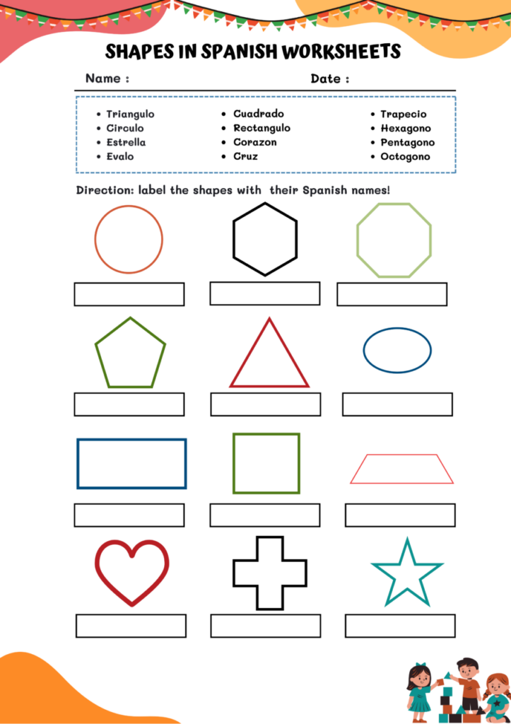 Shapes in Spanish Worksheets | WorksheetsGO