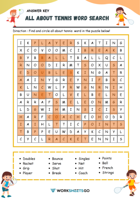 All About Tennis Word Search Worksheets | WorksheetsGO