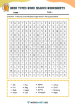 Beer Types Word Search Worksheets | WorksheetsGO