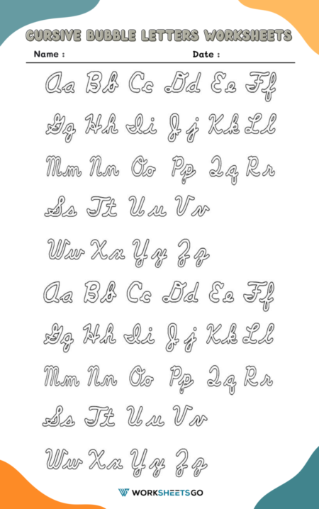 Cursive Bubble Letters Worksheets | WorksheetsGO