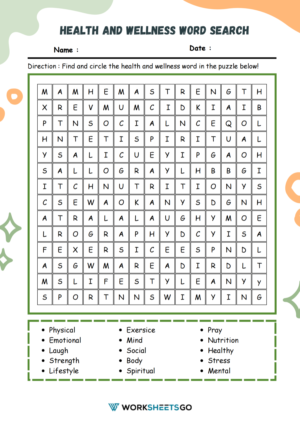 Health And Wellness Word Search Worksheets | WorksheetsGO