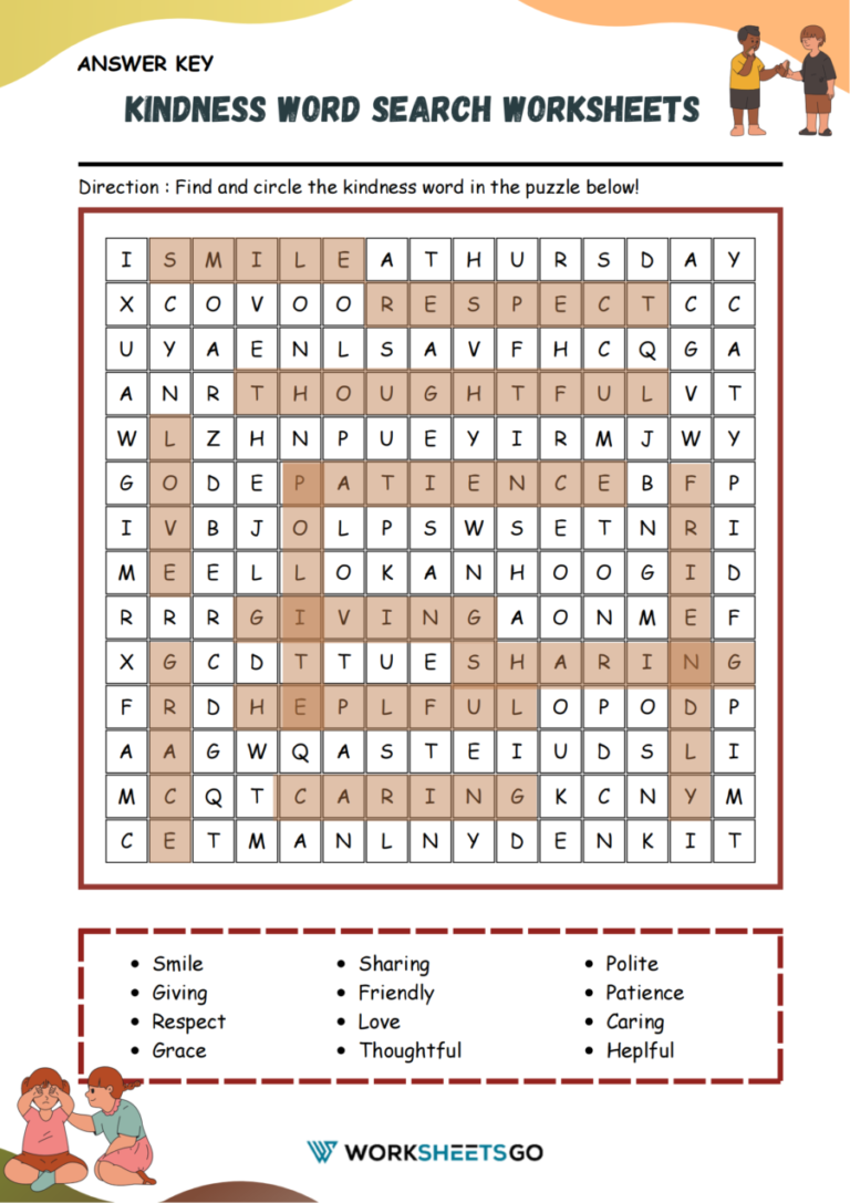 Kindness Word Search Worksheets | WorksheetsGO