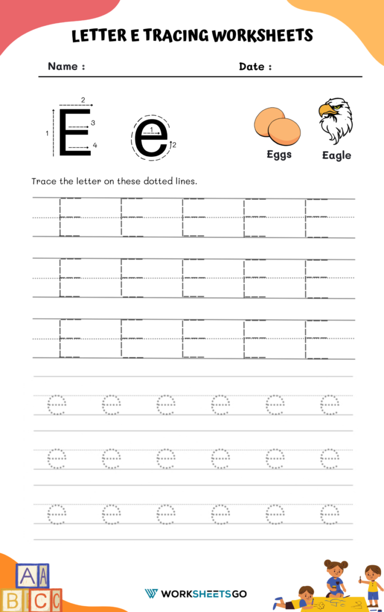 Letter E Tracing Worksheets | WorksheetsGO