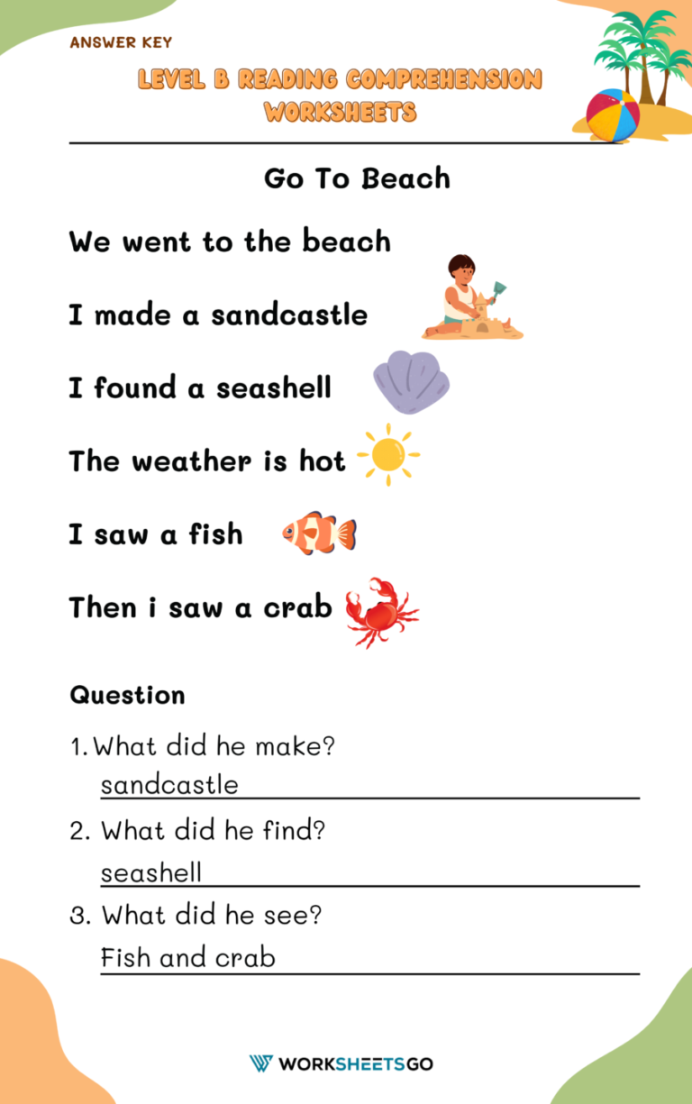Level B Reading Comprehension Worksheets | WorksheetsGO