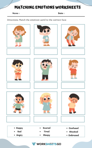 Matching Emotions Worksheets | WorksheetsGO