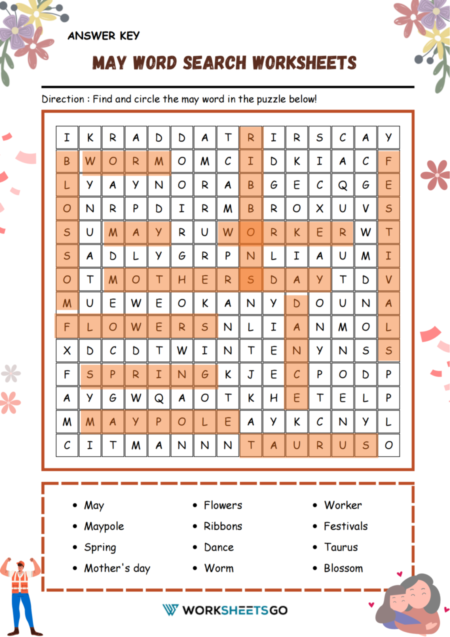 May Word Search Worksheets | WorksheetsGO