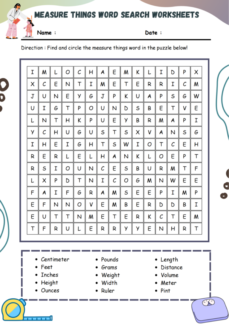 Measure Things Word Search Worksheets | WorksheetsGO