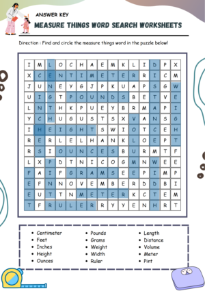 Measure Things Word Search Worksheets | WorksheetsGO