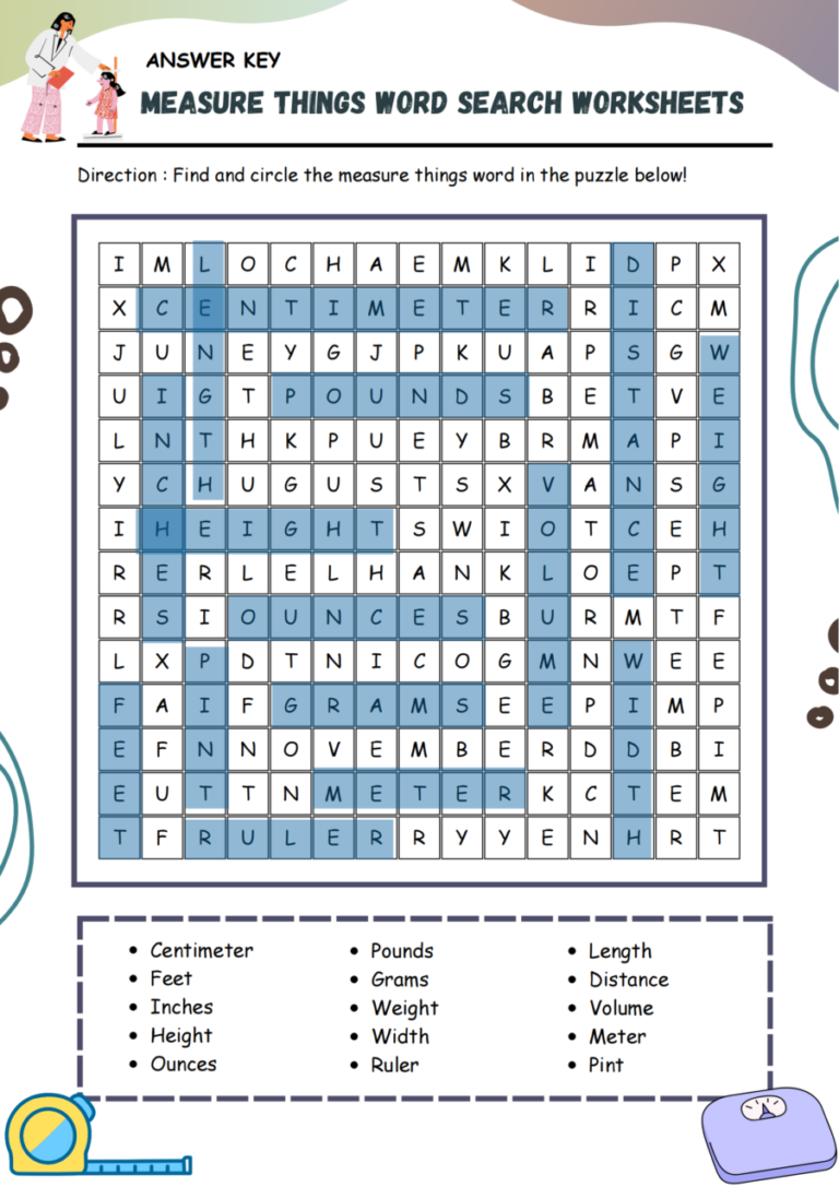 Measure Things Word Search Worksheets | WorksheetsGO