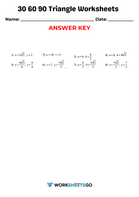 30 60 90 Triangle Worksheets | WorksheetsGO
