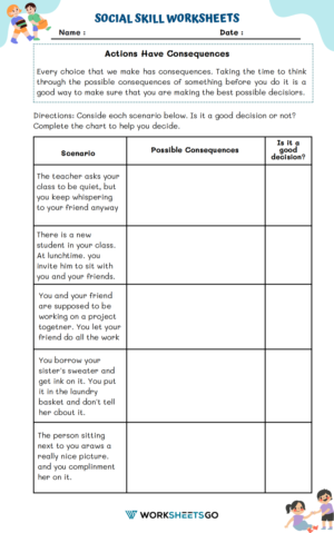 Actions Have Consequences Worksheets | WorksheetsGO