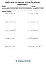 Adding and Subtracting Scientific Notation Worksheets | WorksheetsGO